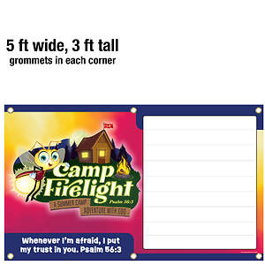 VBS 2024 Camp Firelight Outdoor banner - A Summer | Cokesbury
