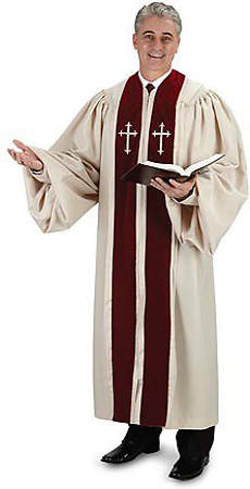 Murphy Ivory & Burgundy Pulpit Robe with Embroider