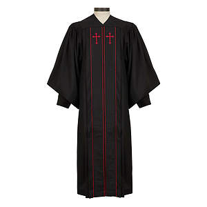 Cambridge Pulpit Robe with Double-Red Trim & Cross | Cokesbury