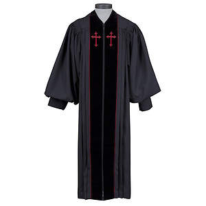 Murphy Black Pulpit Robe with Embroidered Red Cros